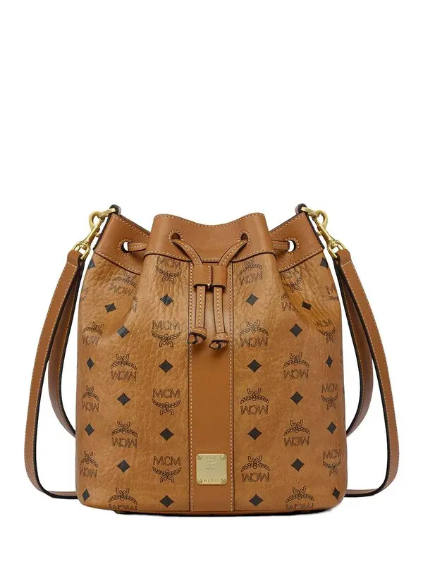 Mcm Dessau Drawstring Bucket Bag - Cognac