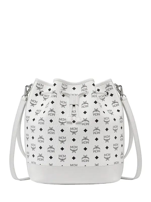 Mcm Dessau Drawstring Bucket Bag - White