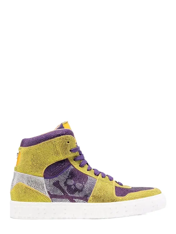 Philipp Plein Strass Skull High-top Sneakers - Yellow