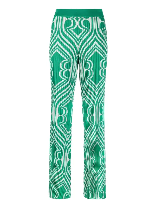 Etro Pleated Jacquard Trousers - Green