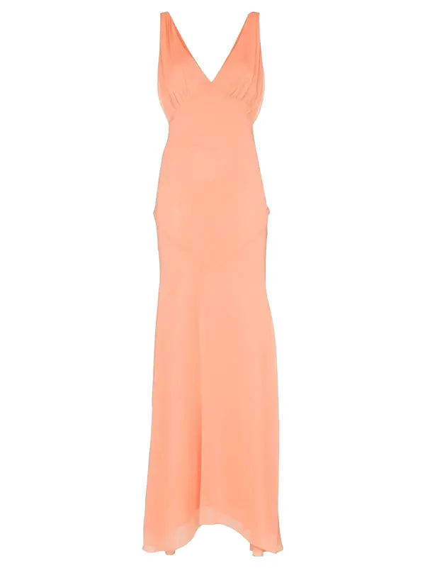 DE LA VALI Moss Chiffon Gown - Orange