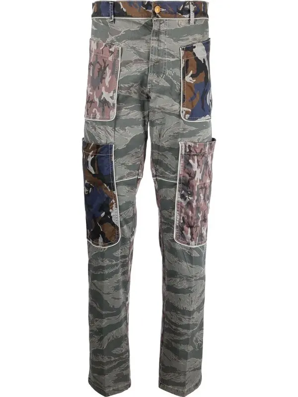 DIESEL® Camouflage-print Straight-leg Trousers - Blue