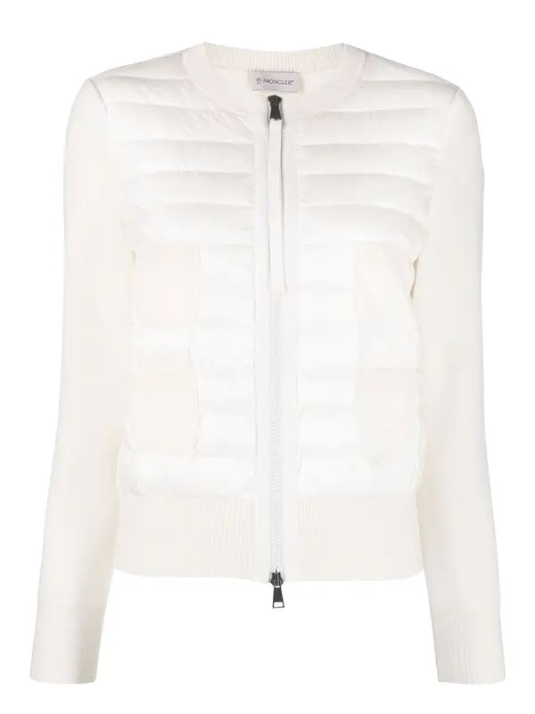 Moncler Quilted Zipped Cardigan - White