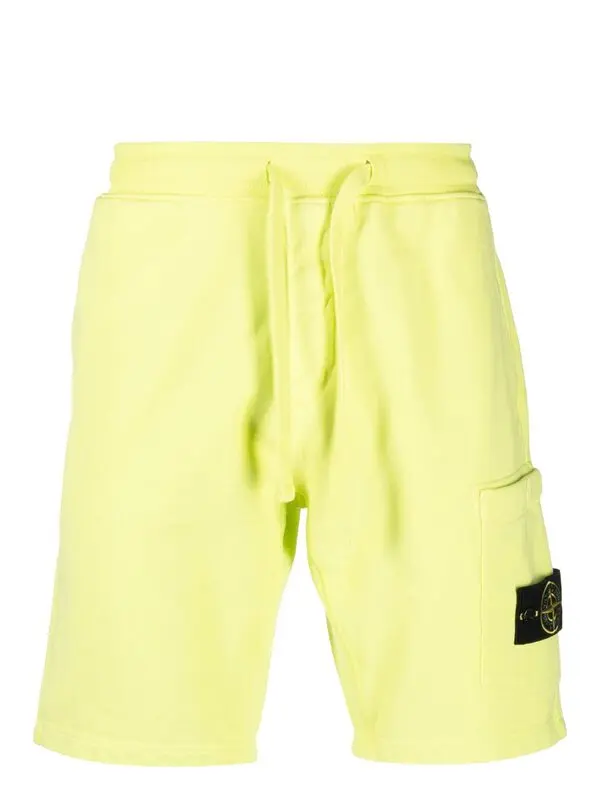 Stone Island Compass-patch Cotton Track Shorts - Yellow