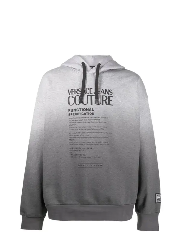 Versace Logo-print Gradient Hoodie - Grey