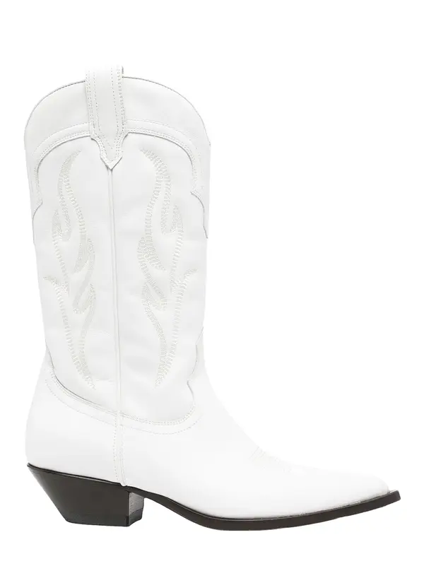 SONORA Santa Embroidered Western Boots - White