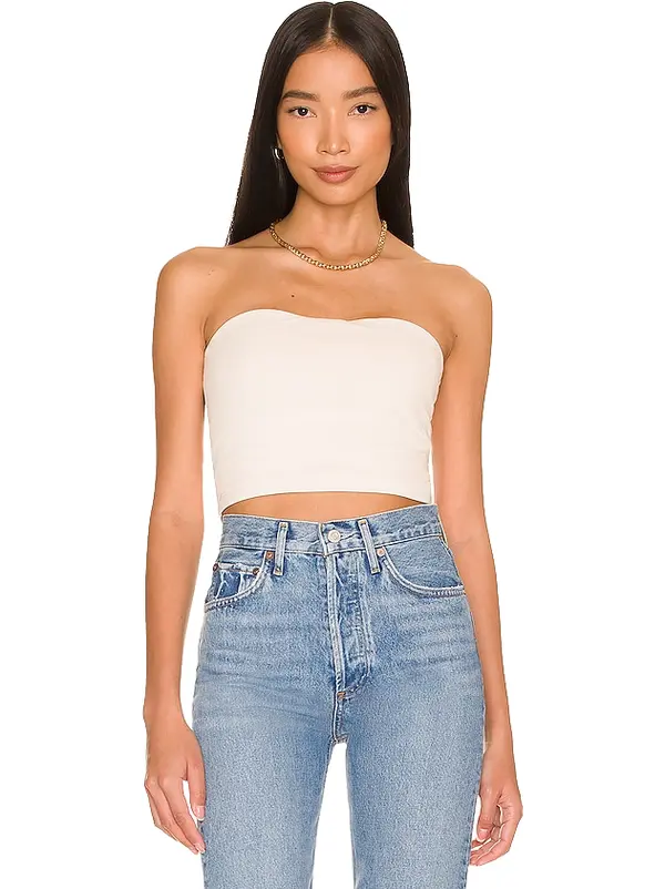 Susana Monaco Strapless Crop Top - Blanched Almond