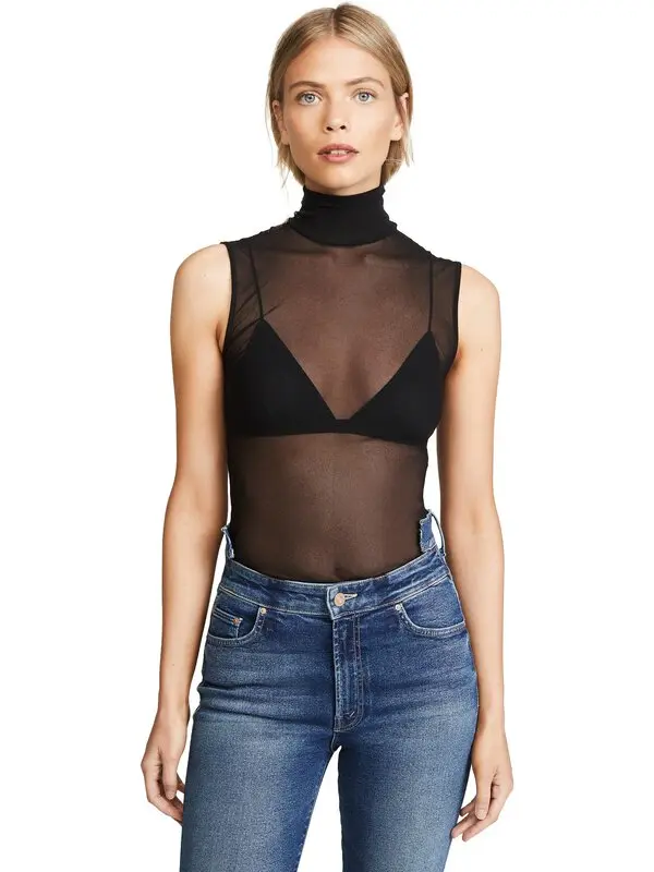 Only Hearts Tulle Turtleneck Tank - Black