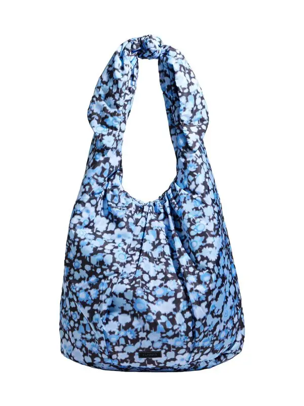 GANNI Printed Shell Tote With Knotted Handle - Light Blue