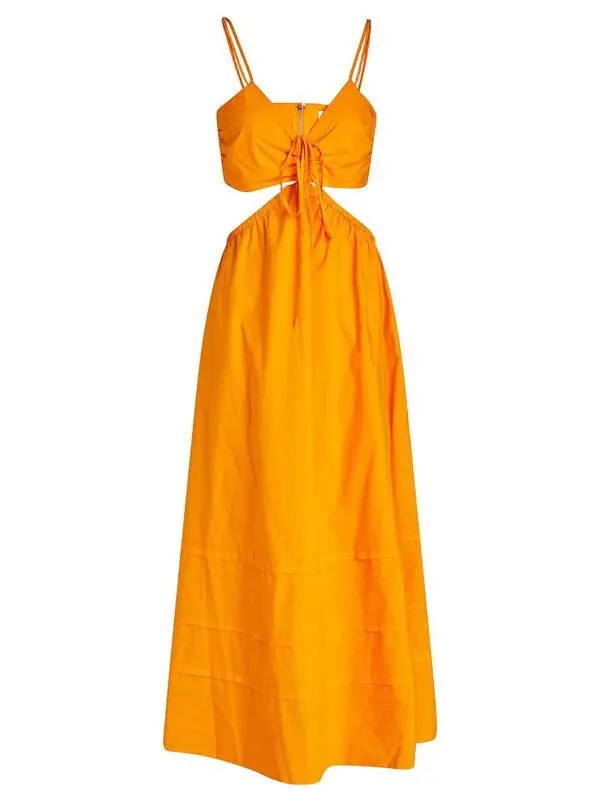 NICHOLAS Cutout Cotton-poplin Midi Dress - Orange