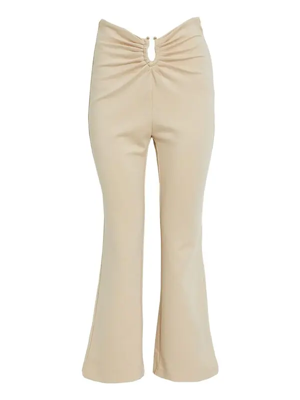 NICHOLAS Ring-embellished Flared Pants - Beige