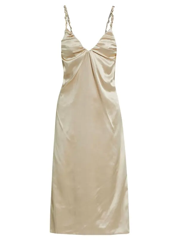 Dodo Bar Or Libi Open-back Draped Silk-charmeuse Midi Slip Dress - Beige