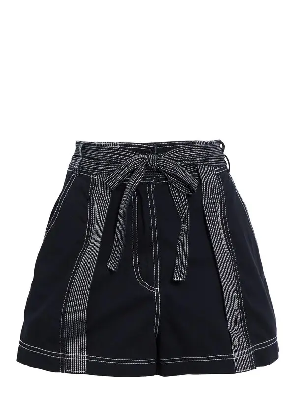 Ulla Johnson Gavin Belted Topstitched Cotton-twill Shorts - Black