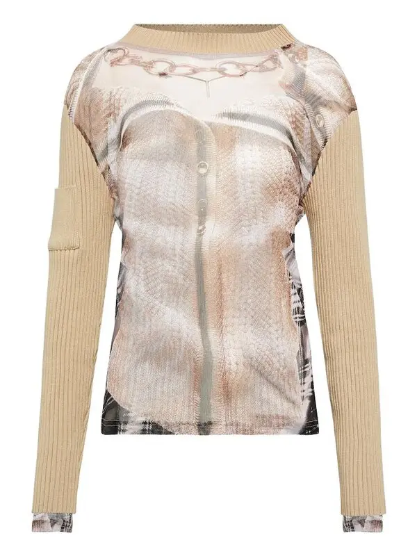 Y/project Logo Cotton Jersey Crop Top - Beige