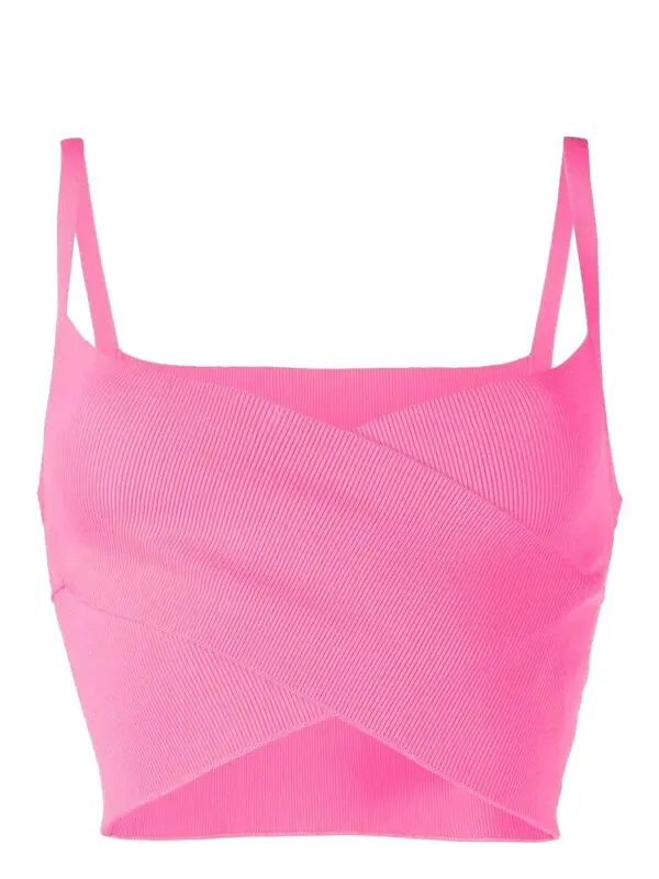 MSGM Cross-strap Cropped Top - Pink