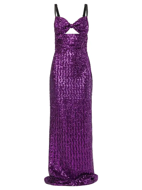 Dolce & Gabbana Sequinned Evening Dress - Purple