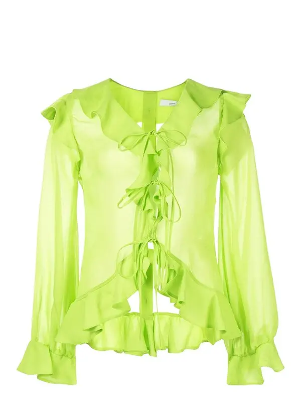 Rokh Ruffled Detail Blouse - Green