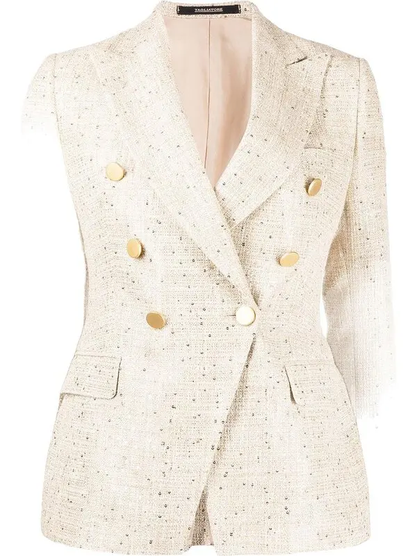 Tagliatore Double-breasted Sequin-embellished Blazer - Gold