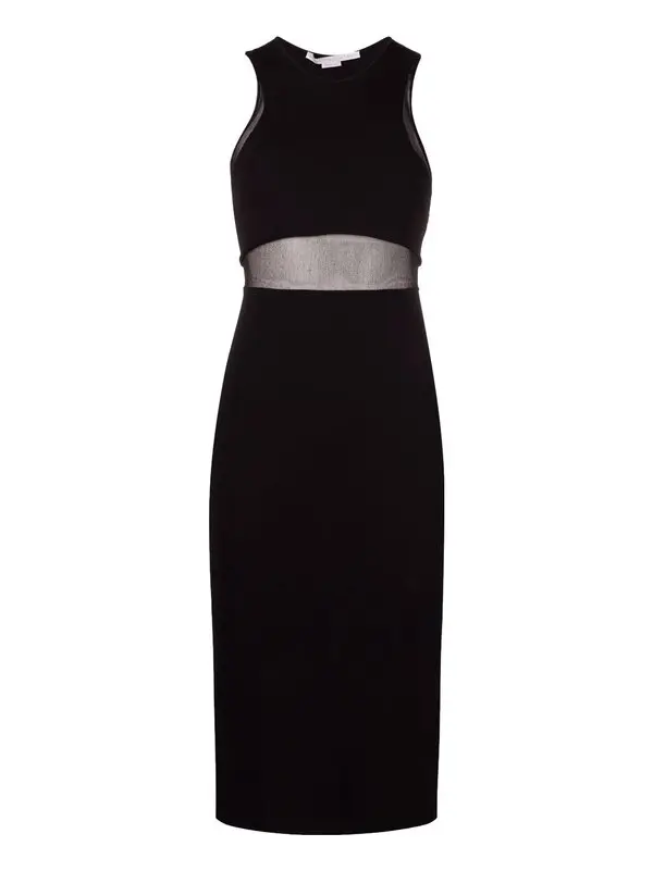 Stella McCartney Sheer Panel Midi Dress - Black