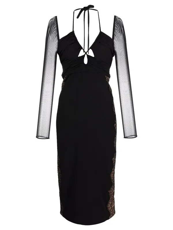 SELF-PORTRAIT Cut-out Jersey Dress - Black