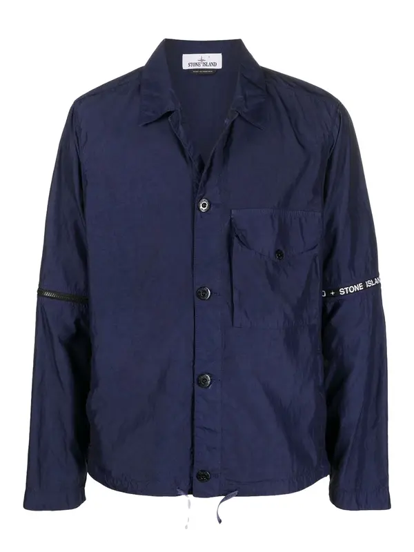 Stone Island Detachable-sleeves Logo-print Shirt Jacket - Blue