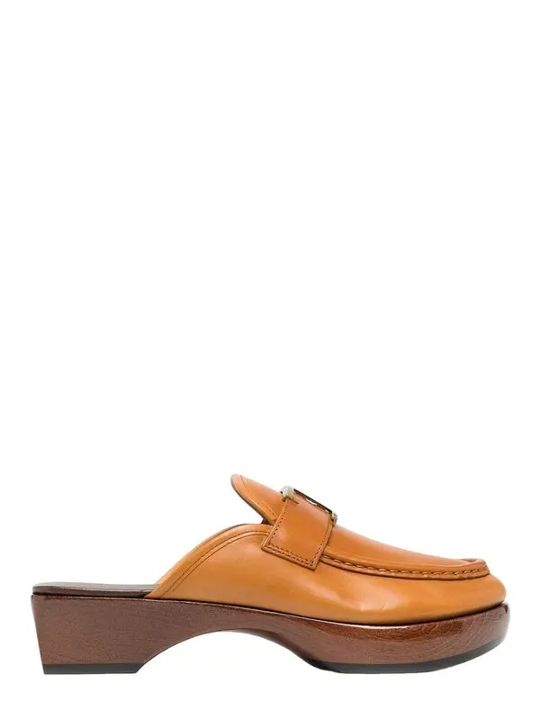 TOD'S Logo-plaque Leather Mules - Brown