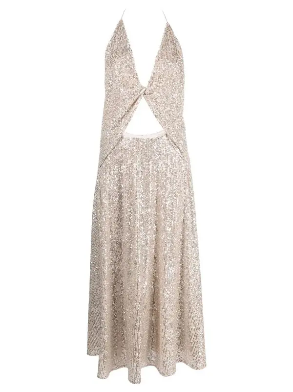 IN THE MOOD FOR LOVE Sequin-embellished Midi Dress - Neutrals