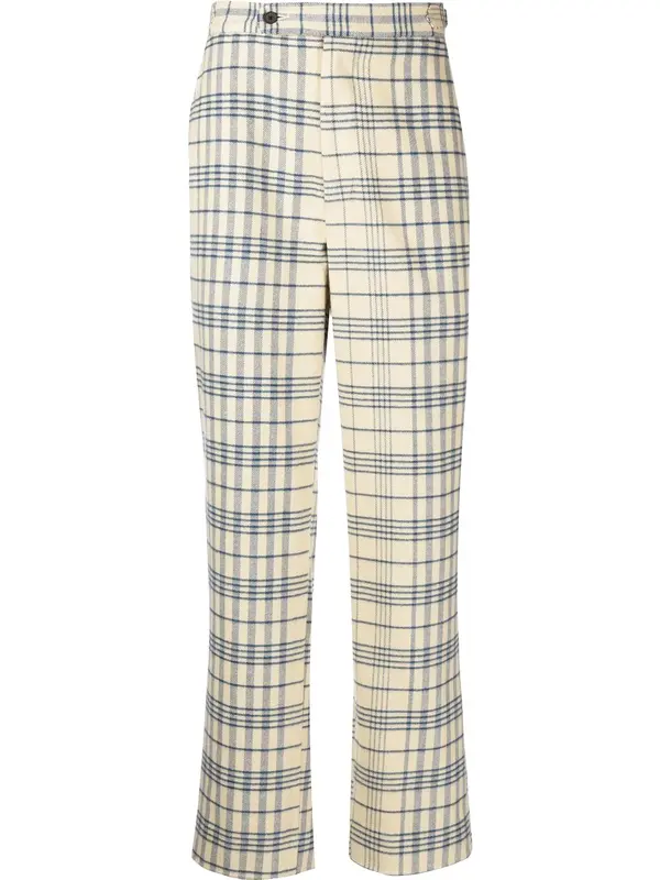 BODE Checked Straight-leg Trousers - Yellow