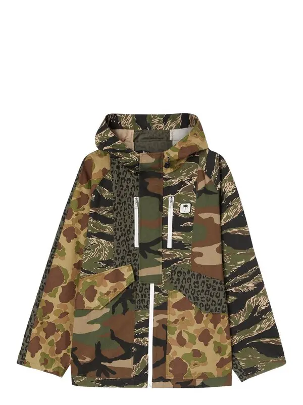 Palm Angels Printed Parka Coat - Green