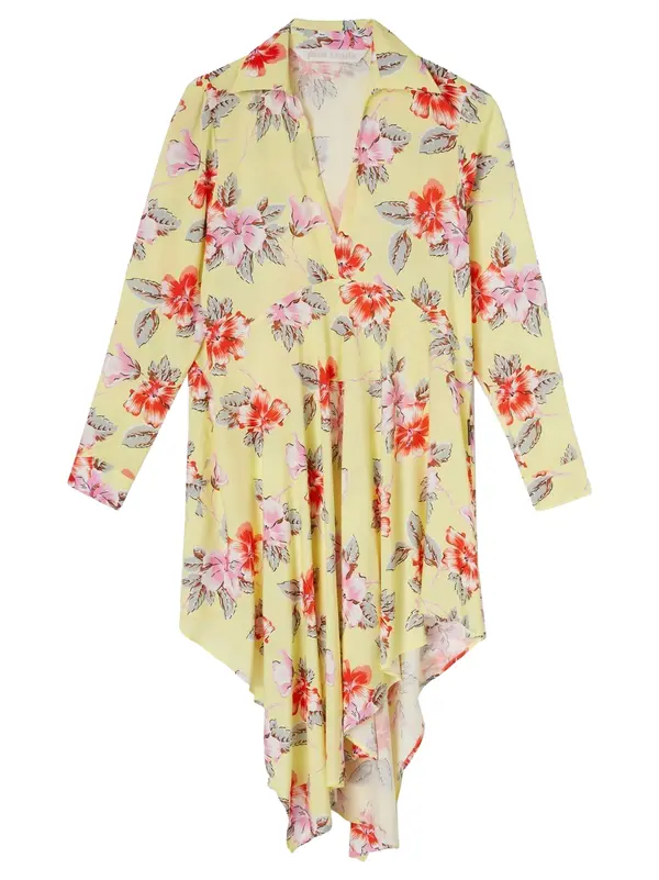 Palm Angels Hibiscus Floral-print Shirt Dress - Yellow