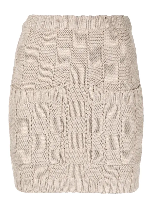 Staud Check-pattern Knitted Skirt - Brown