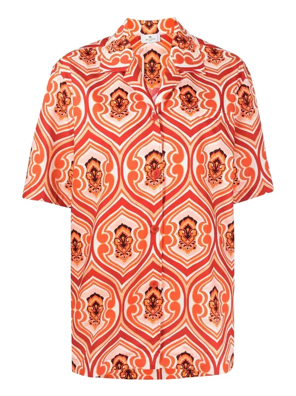 Etro Motif-print Cotton Shirt - Orange