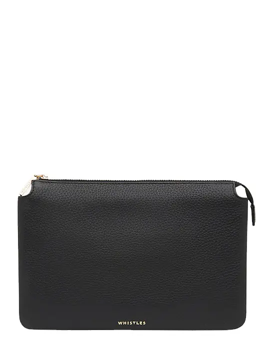 Whistles Elita Leather Clutch - Black