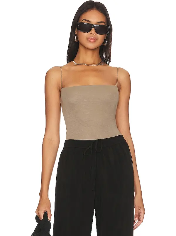 Enza Costa Essential Strappy Tank - Olive Oil