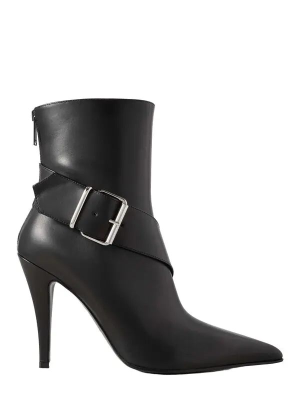 Alexander McQueen Buckled Leather Ankle Boots - Black