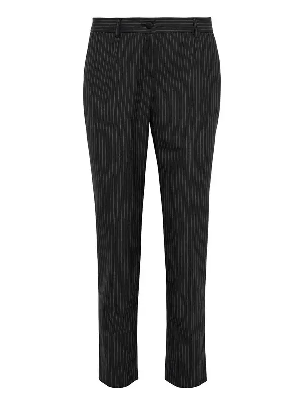 Dolce & Gabbana Pinstriped Wool Slimleg Pants - Charcoal