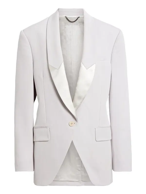 Stella McCartney Aya Satin-trimmed Wool-twill Blazer - Light Gray