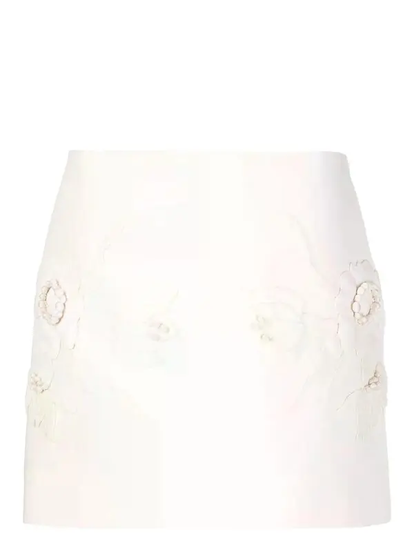 Valentino Garavani Floral-embroidered Mini Skirt - Neutrals