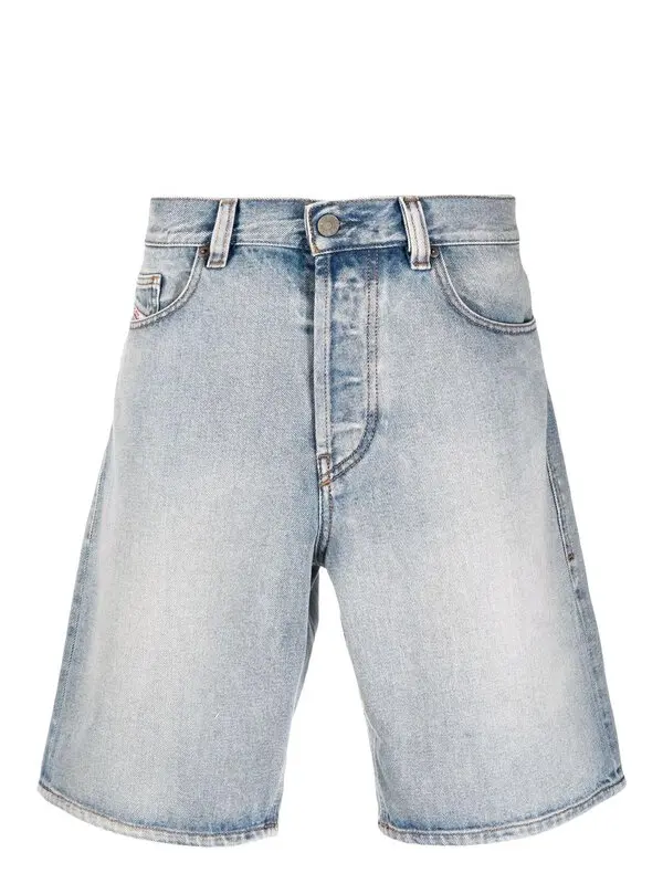DIESEL® Wide-leg Denim Skate Shorts - Blue