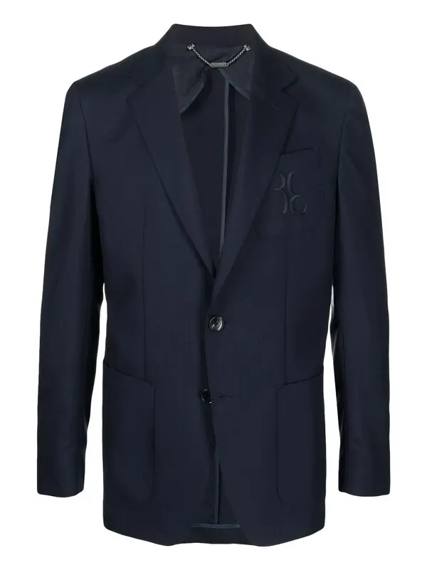 BILLIONAIRE Logo-embroidered Single-breasted Blazer - Blue