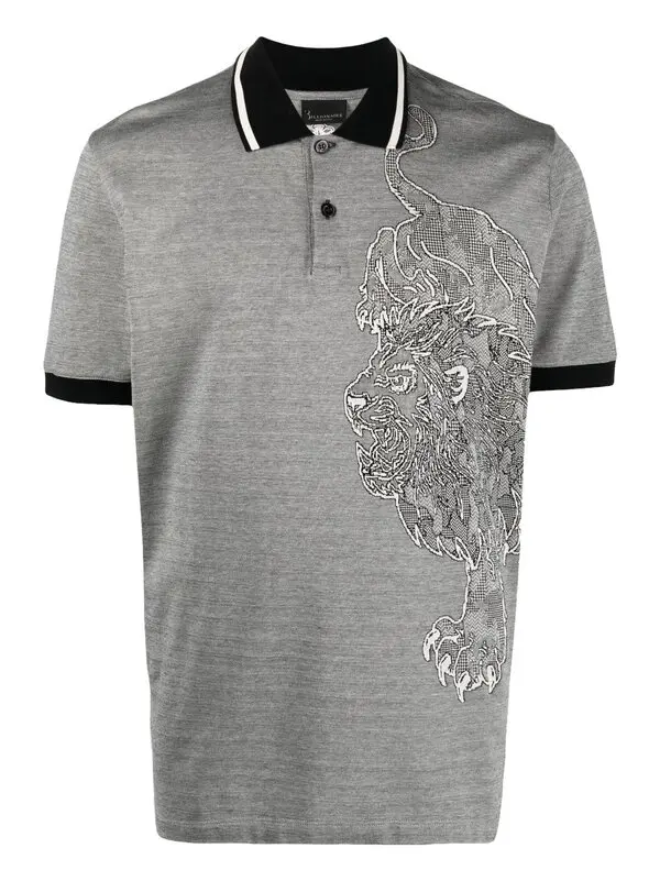 BILLIONAIRE Lion-print Polo Shirt - Black
