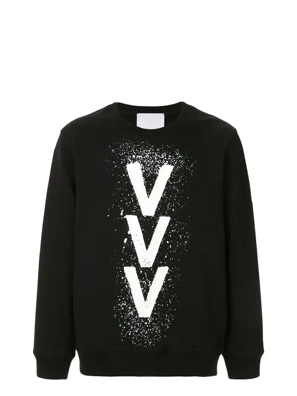 PORTS V Triple-v Print Relaxed Fit Sweatshirt - Black
