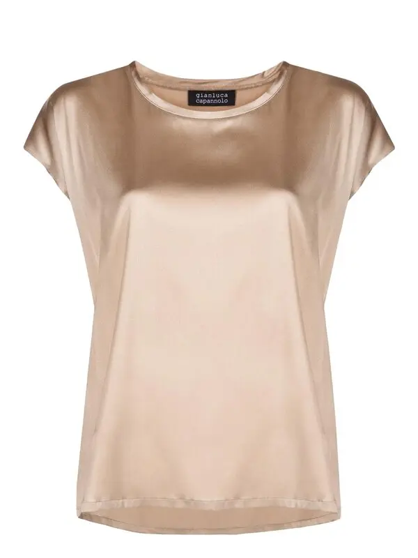 GIANLUCA CAPANNOLO Satin-finish Short-sleeve T-shirt - Neutrals