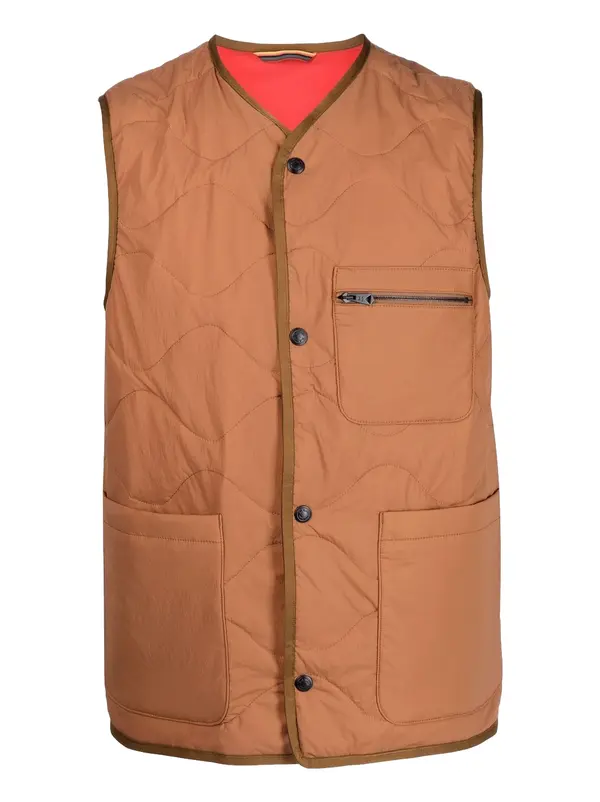 Paul Smith Quilted Wave Gilet - Brown