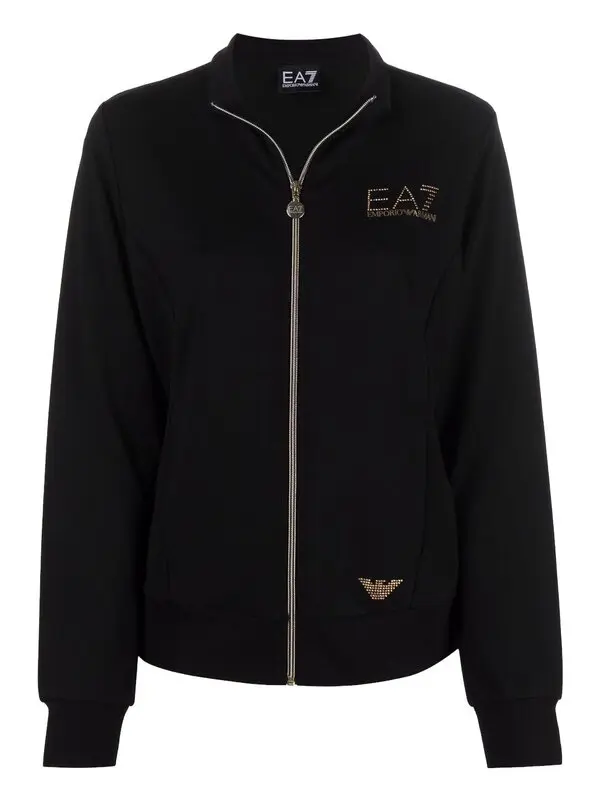 Emporio Armani Studded-logo Track Jacket - Black