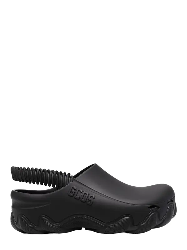 Gcds Embossed-logo Slingback Clogs - Black