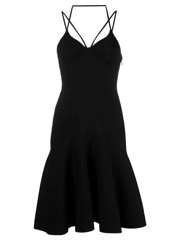 Alexander McQueen Fluted Mini Dress - Black