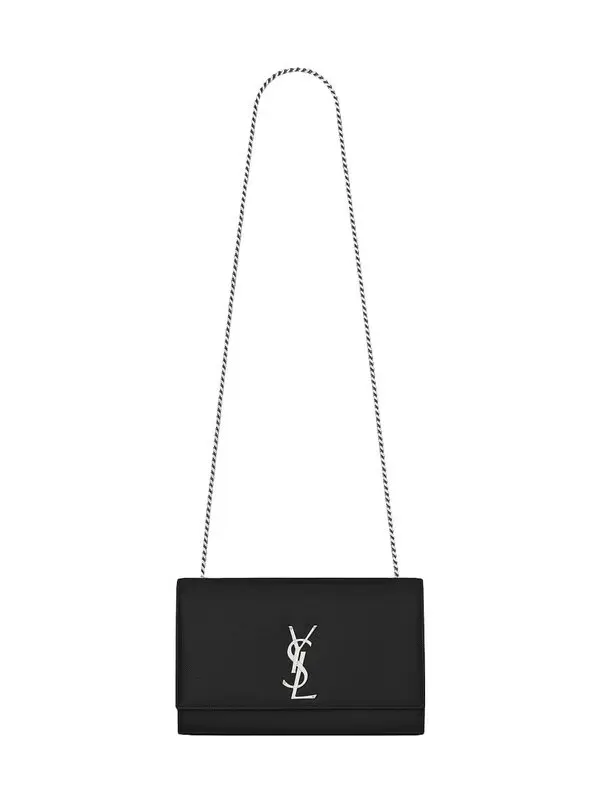 Saint Laurent Kate Grained Leather Shoulder Bag - Black
