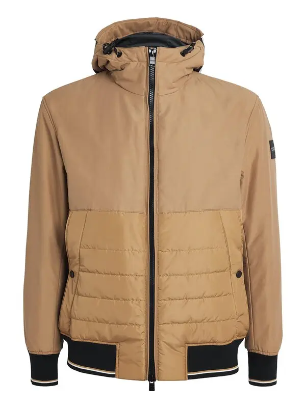 BOSS Water-resistant Quilted-panel Jacket - Beige