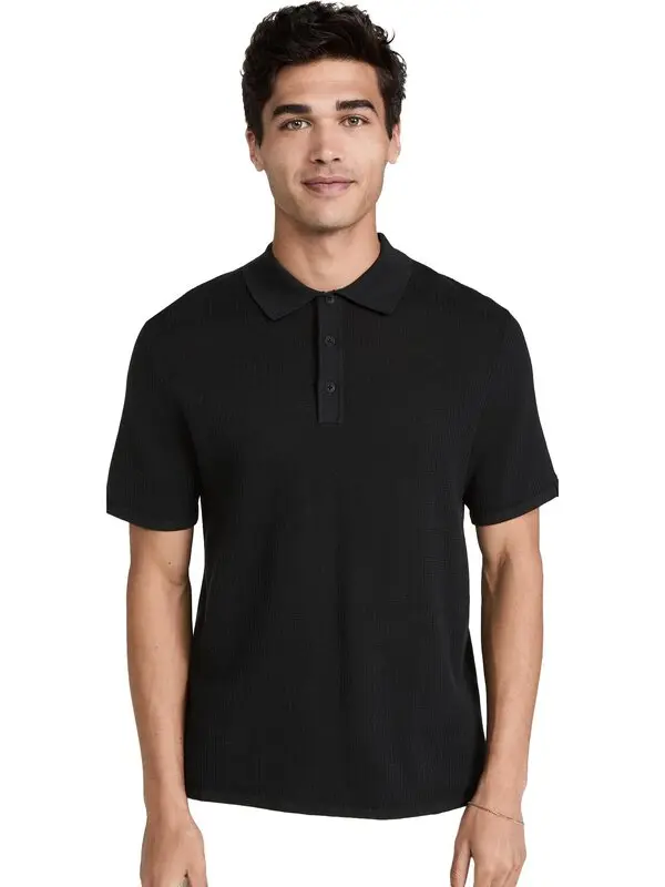Rag & Bone Harvey Knit Polo - Black